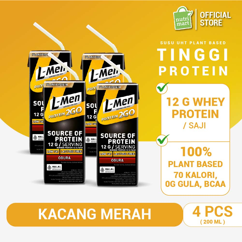 Jual L-Men UHT Plant Protein 2 GO Ogura - Kacang Merah 190ml (4 pcs) 12gr Protein & 1,6g BCAA ...