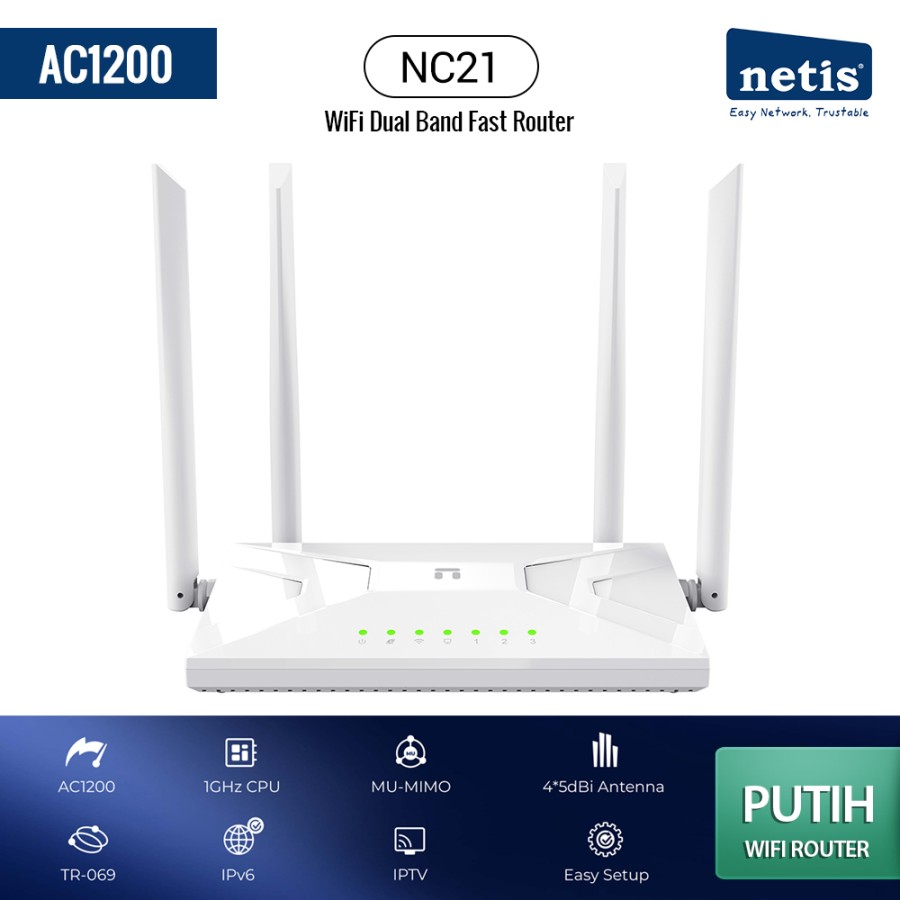 Jual Netis NC21 AC1200 Dual Band Wireless Router | Shopee Indonesia
