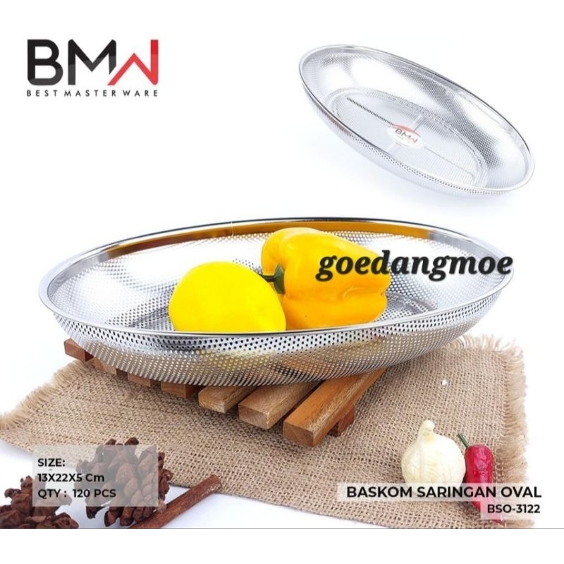 Jual BMW Baskom saringan lubang stainless oval 31x22x5cm | Shopee Indonesia