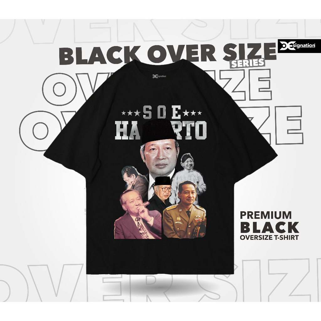 Jual Designation - Kaos Vintage SOEHARTO Oversize Black Cotton Combed ...