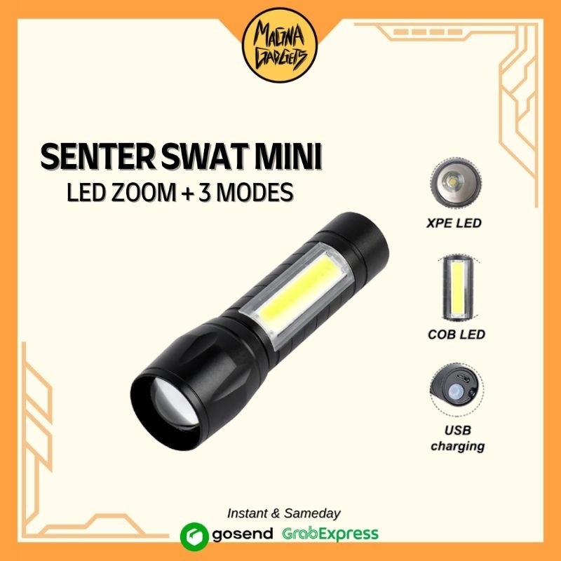 Jual Senter SWAT Mini LED Zoom Super Terang SWAT Police Light COB LED | Shopee Indonesia