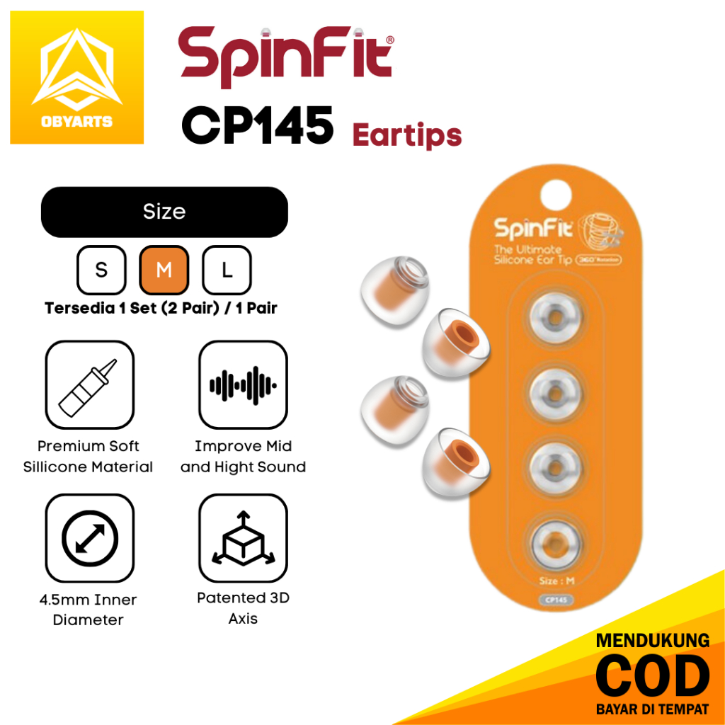 Jual SpinFit CP145 Earphone Eartips Replacement Karet Headset Ukuran S ...