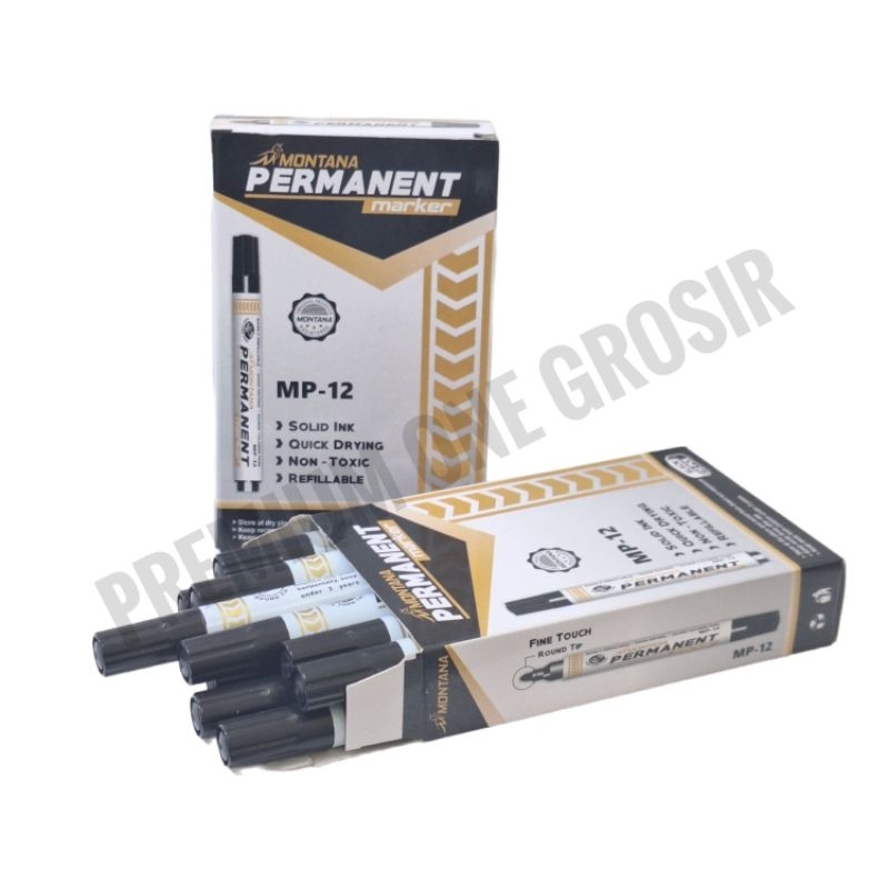 Jual 1 Pak Spidol Hitam MONTANA PERMANENT Marker Isi 12 pcs | Shopee ...