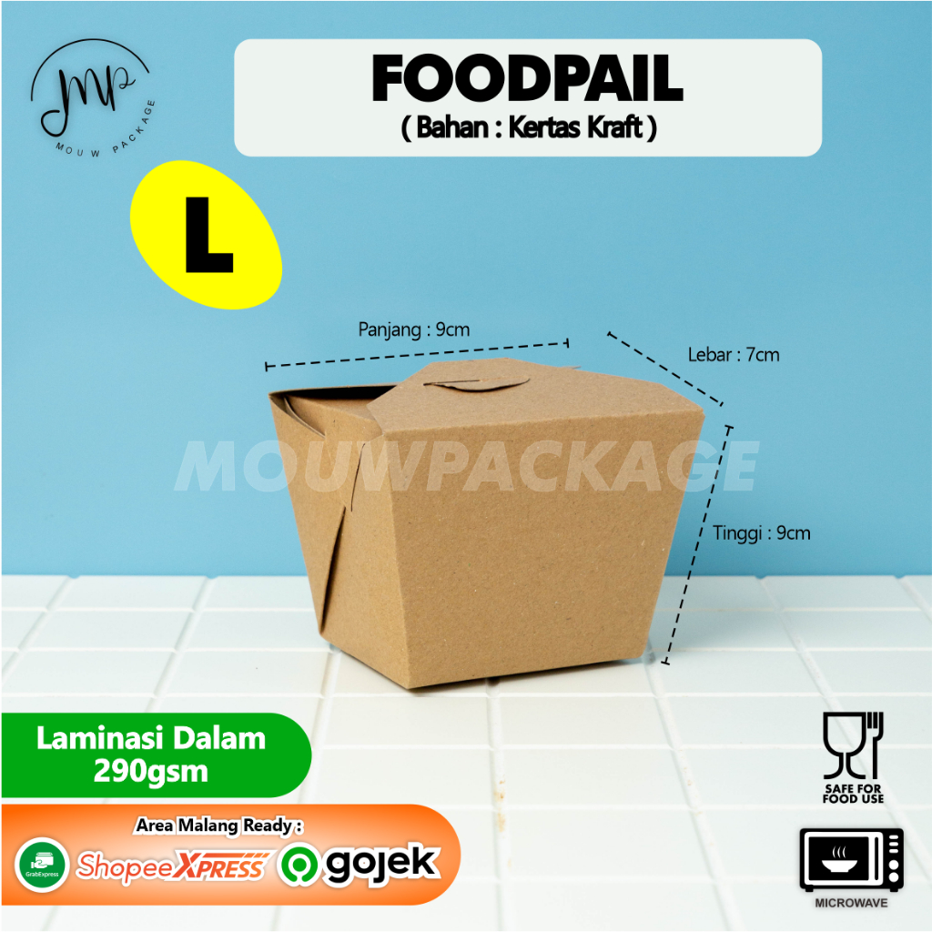 Jual FOODPAIL KRAFT L / RICEBOX L / BOX NASI KOTAK / RICE BOX | Shopee ...