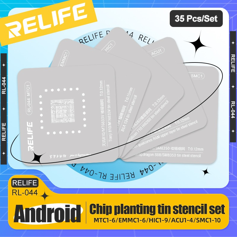 Jual PLAT BGA STENCILS RELIFE RL-044 ANDROID SERIES (35PCS/SET) | Shopee Indonesia