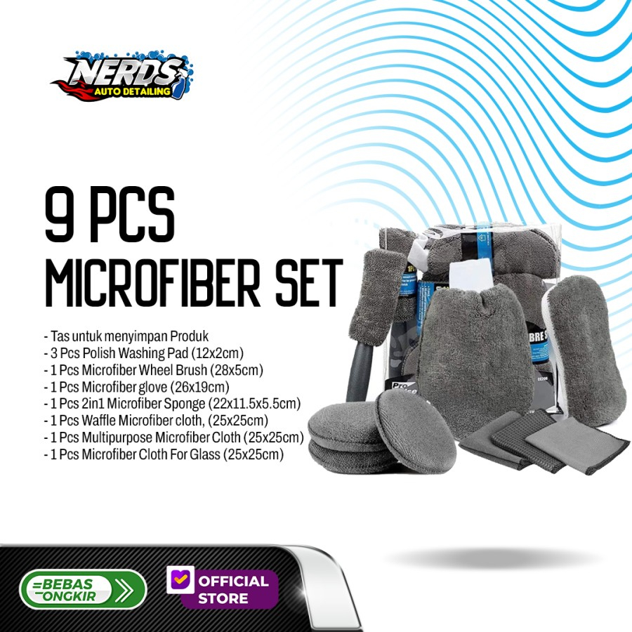 Jual 9 Pcs Car Wash Microfiber Set/Kit Set Kain Lap Peralatan Cuci ...