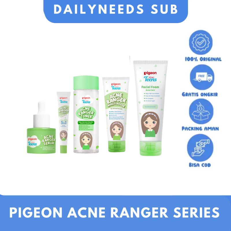 Jual PIGEON TEENS ACNE RANGER MOISTURIZER FACIAL FOAM TONER SERUM ACNE ...