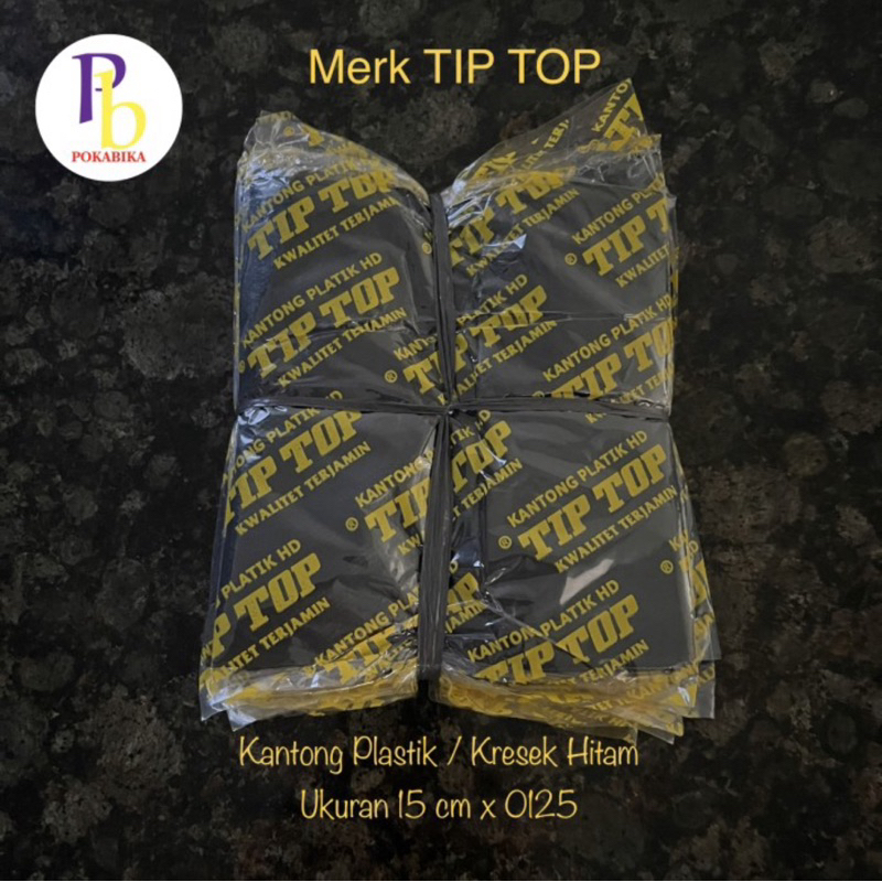 Jual Kantong Plastik/Kresek Hitam ukuran 15 cm Merk TIP TOP|isi 30 ...
