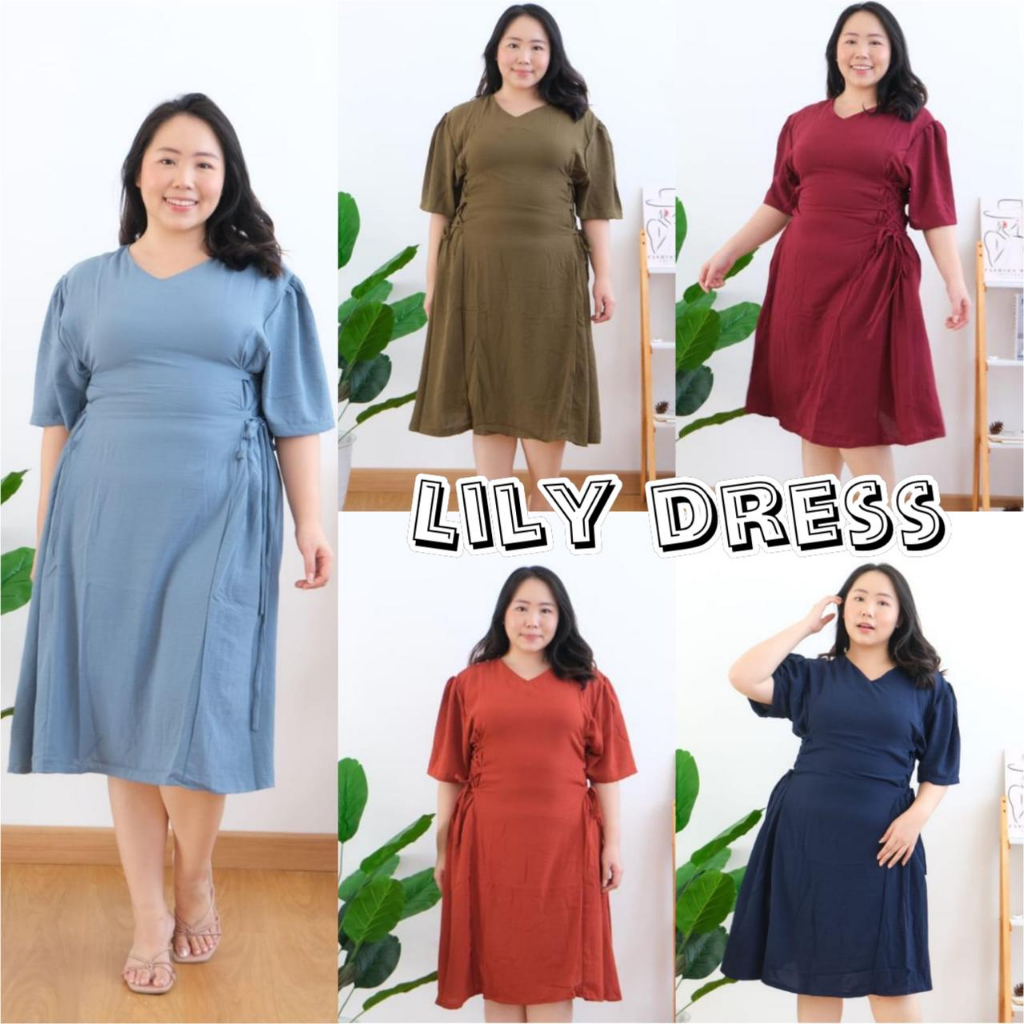 Jual JUMBO LILY DRESS BIGSIZE MATERIAL CRINGKLE FIT TO XXL MIDIDRESS ...
