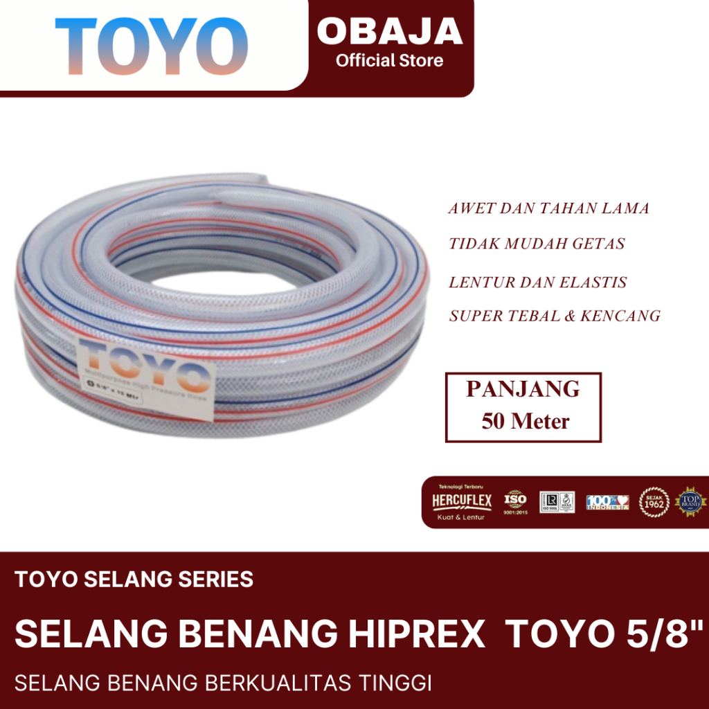 Jual Toyo Selang Air Benang Hiprex 5/8" / Selang Hiprex / High Pressure ...