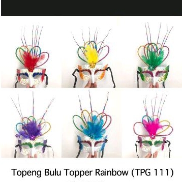 Jual Topeng Bulu Topper Rainbow / Topeng Pesta / Topeng Pawai / Topeng ...
