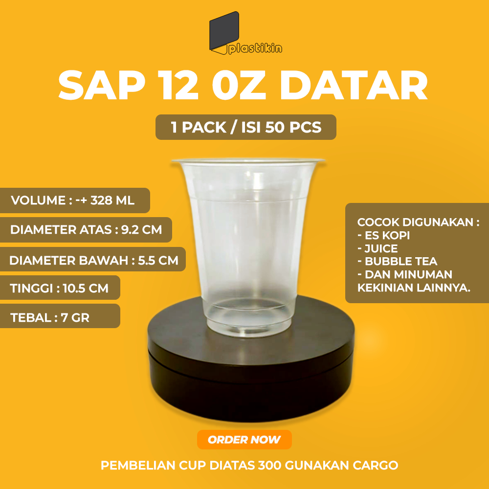 Jual Gelas Plastik 12 oz datar / SAP 12 OZ DATAR / CUP PP 12 OZ 7 GR ...