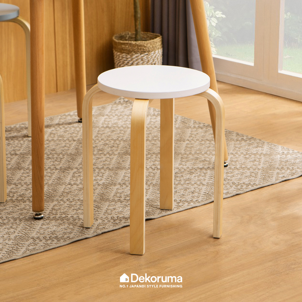 Jual Dekoruma Piko Kursi Stool Kayu Minimalis Serbaguna Warna Putih ...