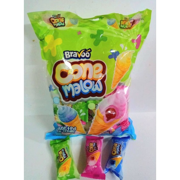 Jual Permen Cemilan Snack Bravo Marshmallow Kapas Cone Ice Cream Es ...