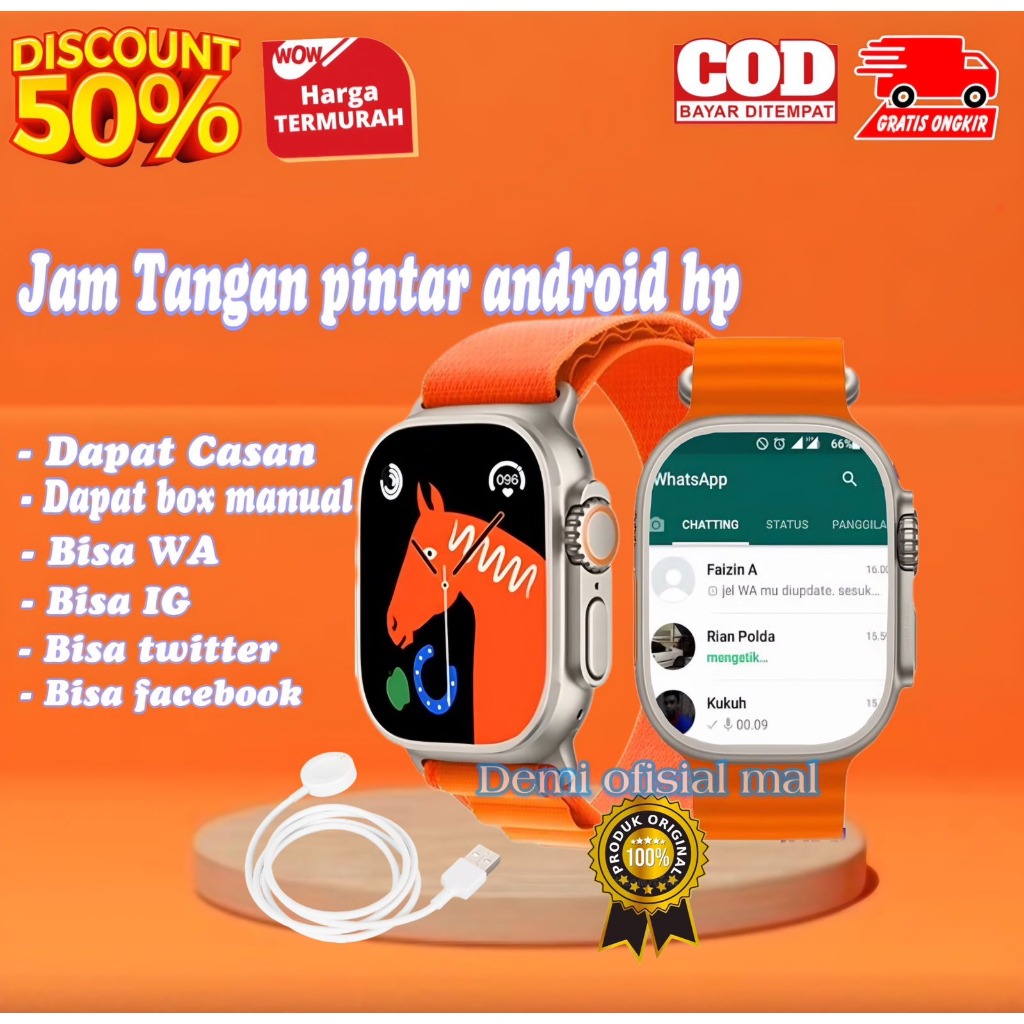 Jual Jam Tangan Android Hp Bisa wa Generasi Terbaru Layar Sentuh Anti ...