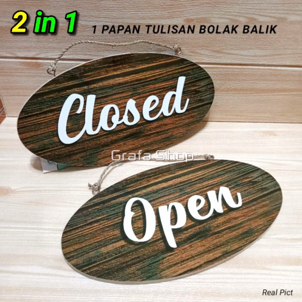 Jual Sign Board Tulisan OPEN CLOSE ( buka tutup ) gantung bolak balik ...