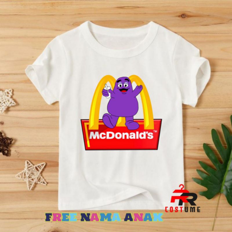 Jual BAJU ANAK KAOS ANAK GRIMACE MCD (FREE NAMA) | Shopee Indonesia