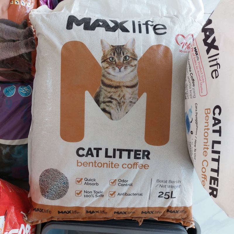 Jual Pasir Gumpal-Maxlife Bentonite Cat Litter 25L Aroma Kopi | Shopee ...