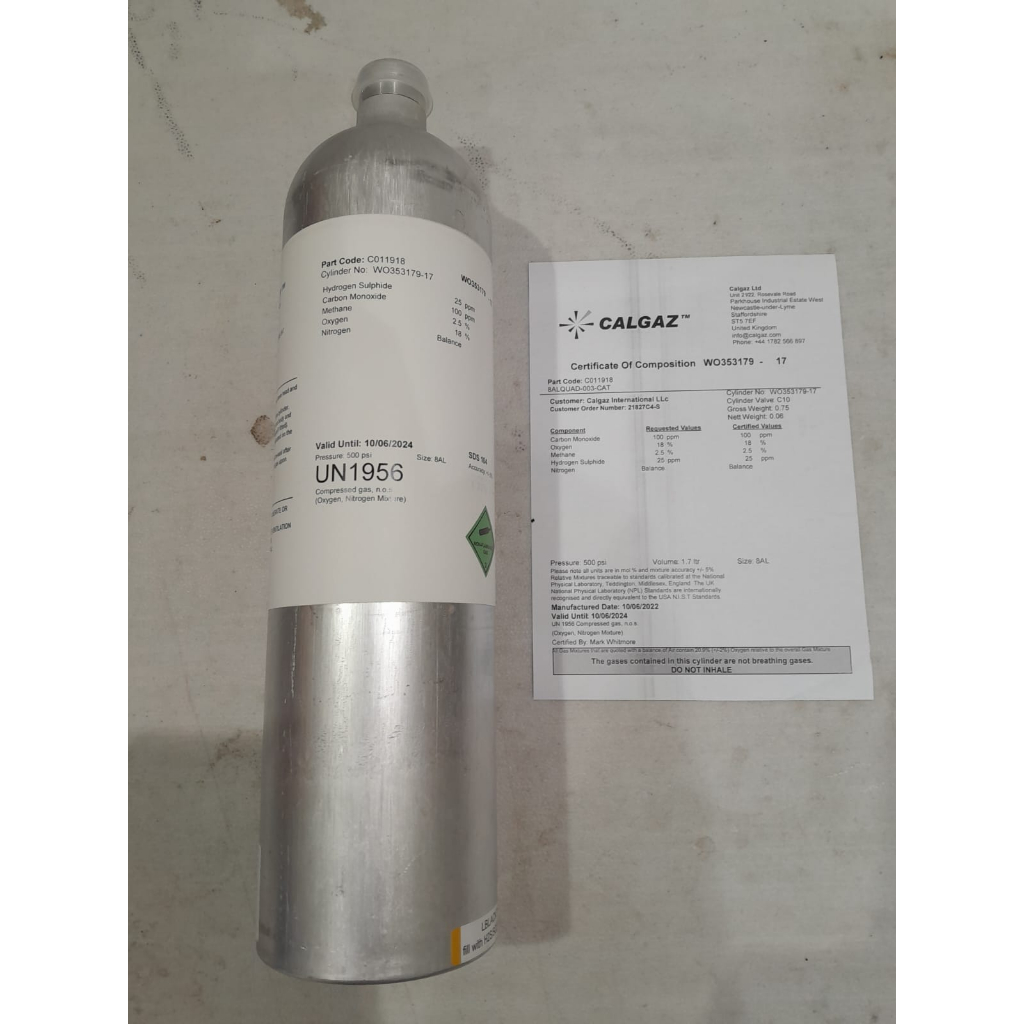 Jual Tabung Gas Kalibrasi BW Honeywell Span Gas (Mix Gas) 58 Liter ...