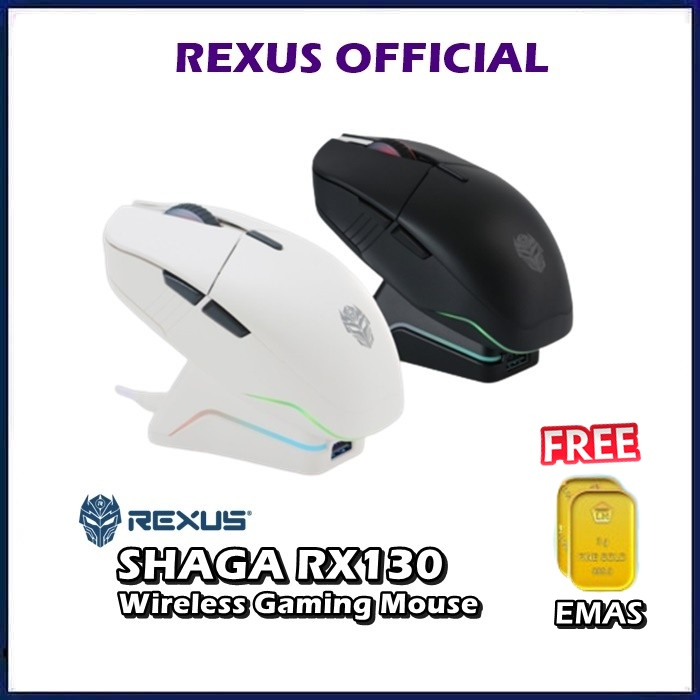 Jual Rexus Shaga RX130 RX-130 Mouse Gaming Wireless With Charging Dock ...