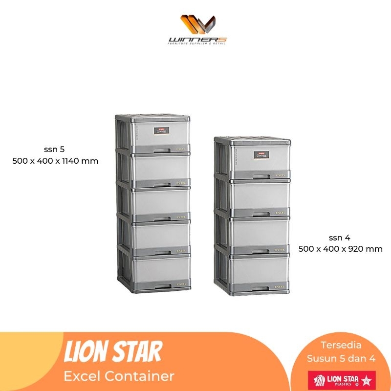 Jual Lion star Excel Container rak laci Susun 4/5 | Shopee Indonesia