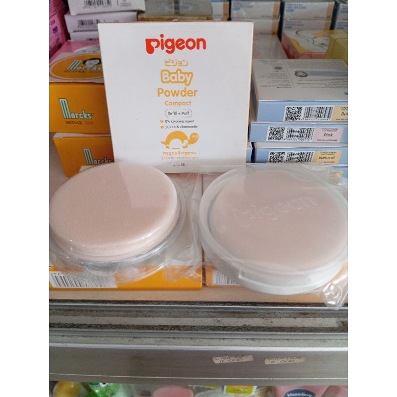 Jual pigeon baby powder compact fullsize dan compact powder refill ...