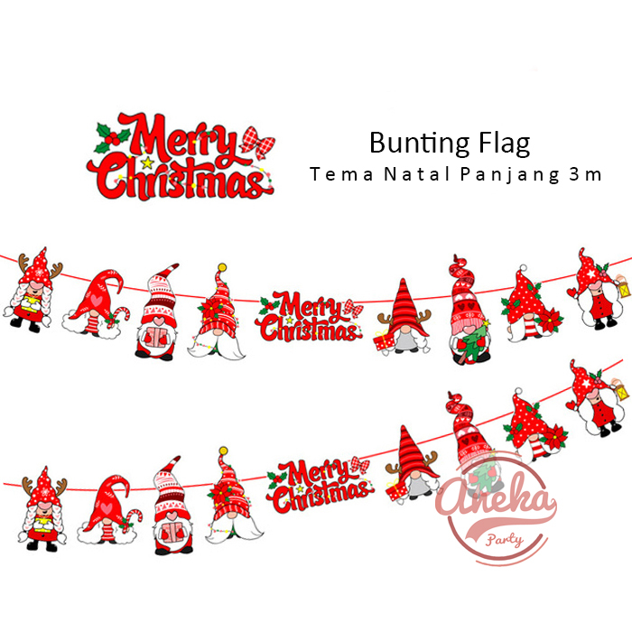 Jual banner Natal / bunting flag Ornamen Natal / Banner ornamen Pohon ...