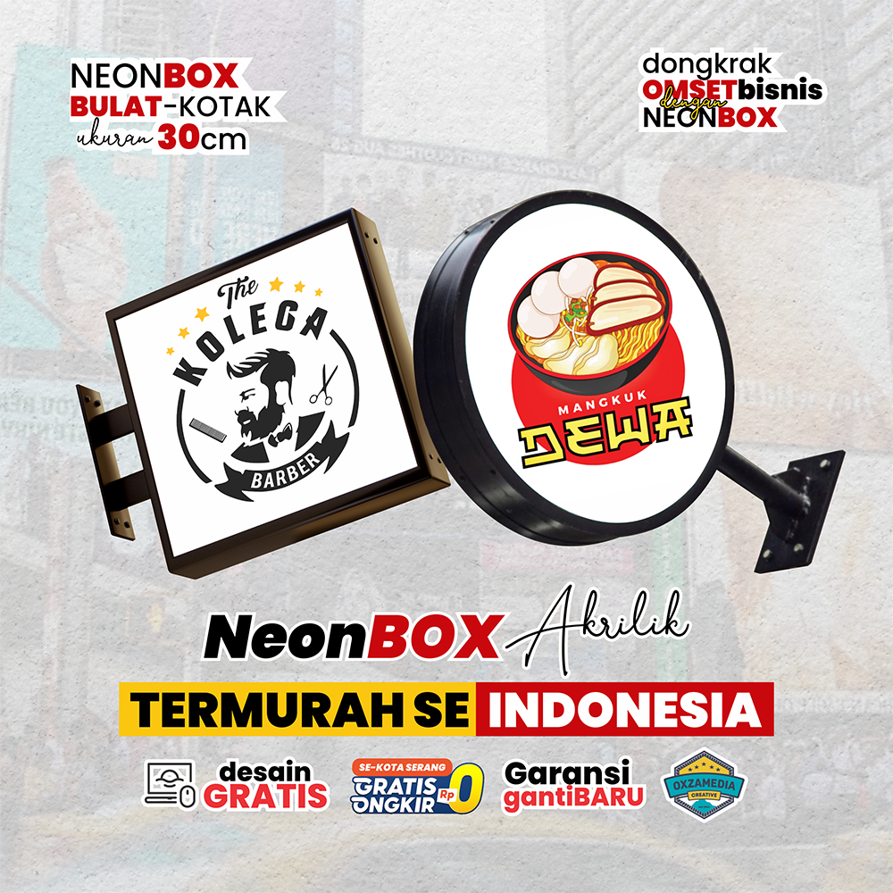 Jual NEON BOX AKRILIK BULAT / KOTAK 2 SISI DIAMETER 30CM (TINGGAL ...