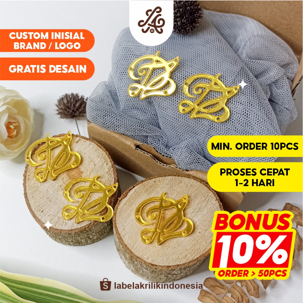 Jual Label Akrilik Custom Huruf Logo Jilbab Hijab - Free Desain | Shopee Indonesia
