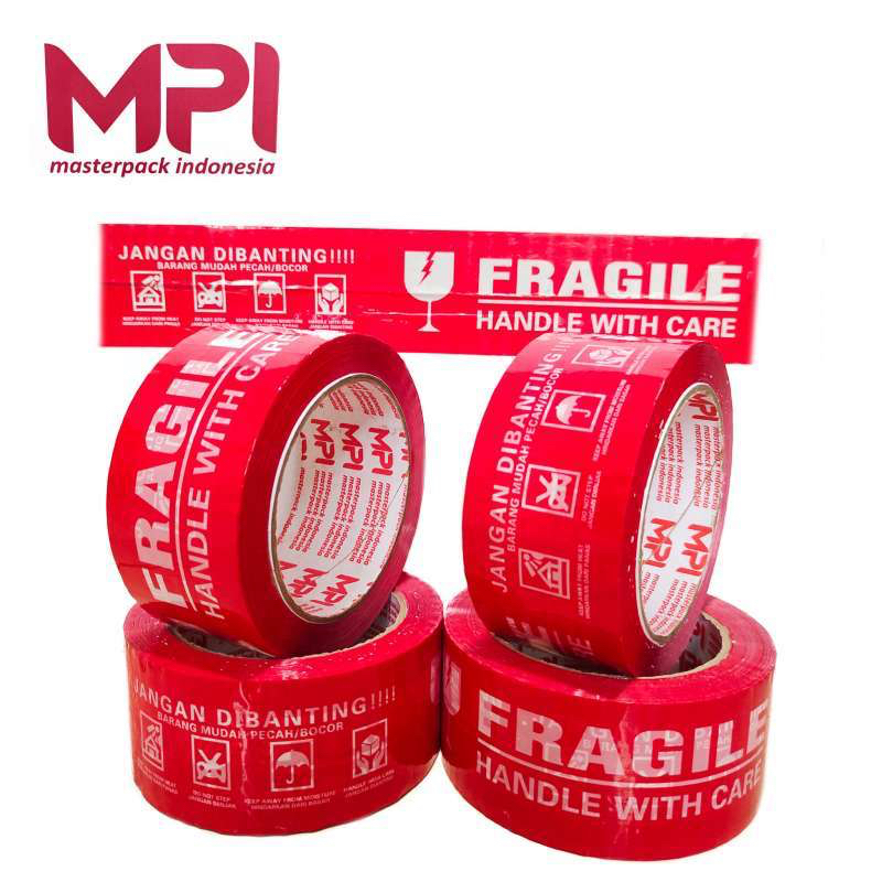 Jual LAKBAN FRAGILE MERAH JANGAN DI BANTING 48MM X 100 YARD / LAKBAN ...