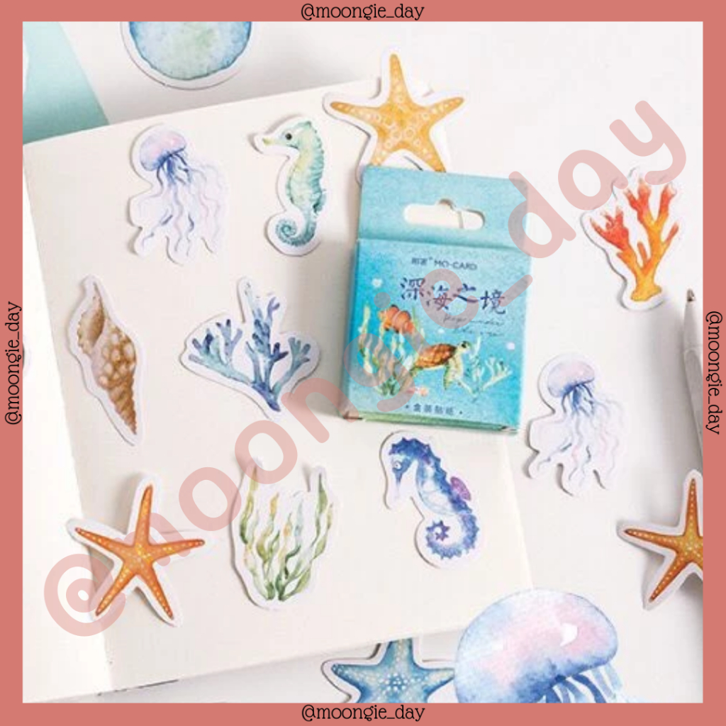 Jual 45-46 PCS/BOX STIKER KERTAS TEMA SEA BEACH PANTAI HEWAN LAUT IKAN ...