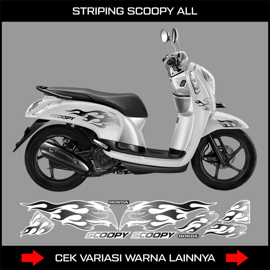 Jual STRIPING STIKER MOTIP API BUAT SEMUA SCOOPY DASAR WARNA PUTIH ...