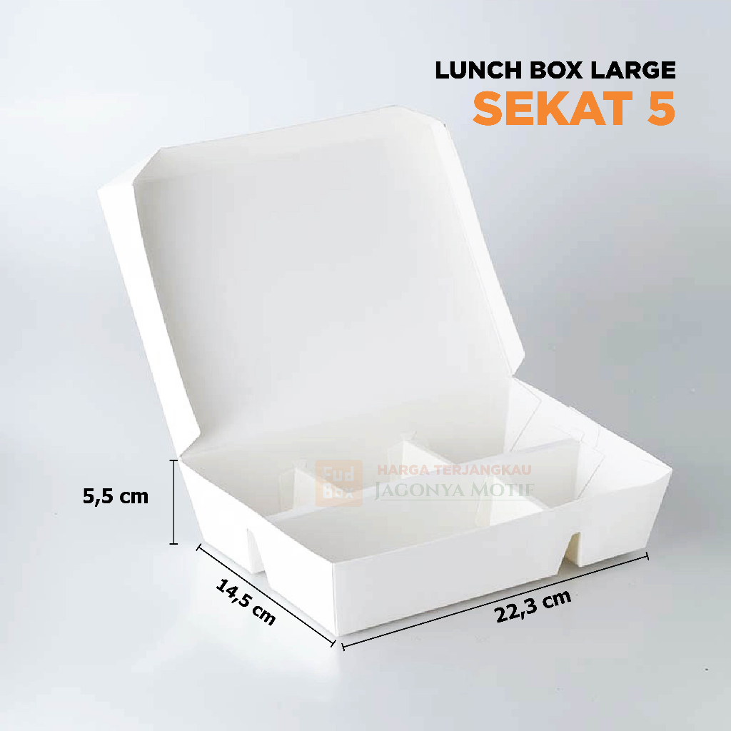 Jual Lunch Box Paper Sekat 5 Large / Lunch Box Sekat 5 Box Nasi Putih ...