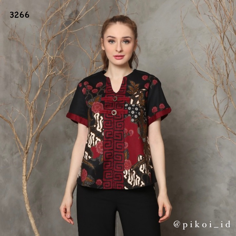 Jual Atasan batik merah / Cheongsam batik wanita / baju batik etnik ...