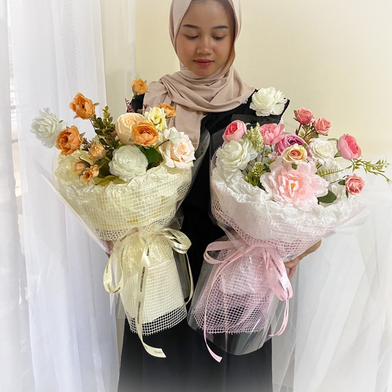 Jual Echiiglo - Quinn Round Artificial Bouquet buket bunga palsu kado ...