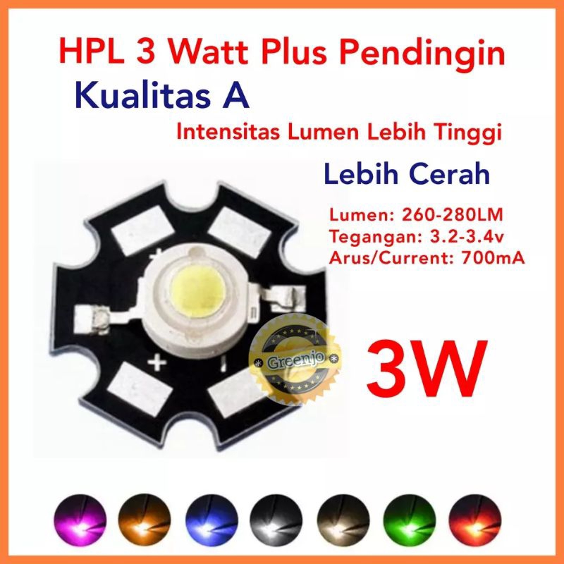 Jual led HPL 3 watt plus heatsink grade A | Shopee Indonesia