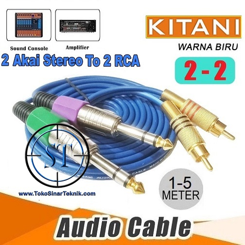 Jual Kabel Audio Mic Jack Akai Stereo Trs 6.5mm ( 2 Akai ) to ( 2 RCA ) Dual RCA Gold Plate ...