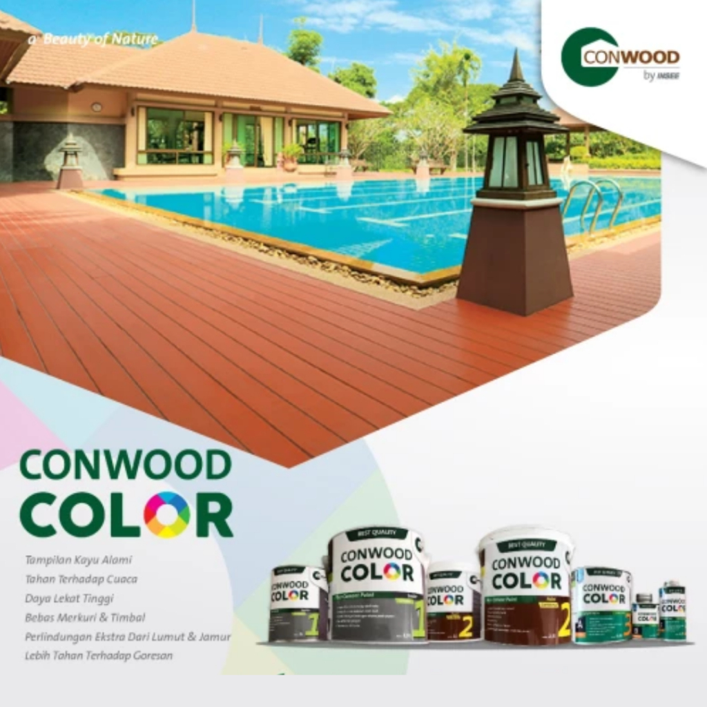 Jual Plitur Lisplang Conwood Color Doff 1 Liter Cat plank Warna Kayu ...