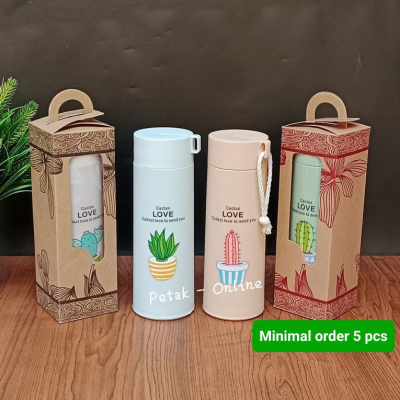 Jual Botol/ Tumbler Kaktus Kemasan Box Tenteng Daun Batik | Shopee ...