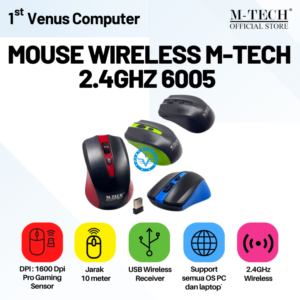 Jual MOUSE WIRELESS M-TECH 2.4GHZ 6005 / MOU11-MT | Shopee Indonesia