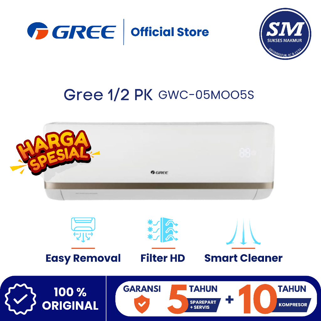 Jual AC Gree GWC-05MOO5S AC Split 1/2 Pk Standard | Shopee Indonesia