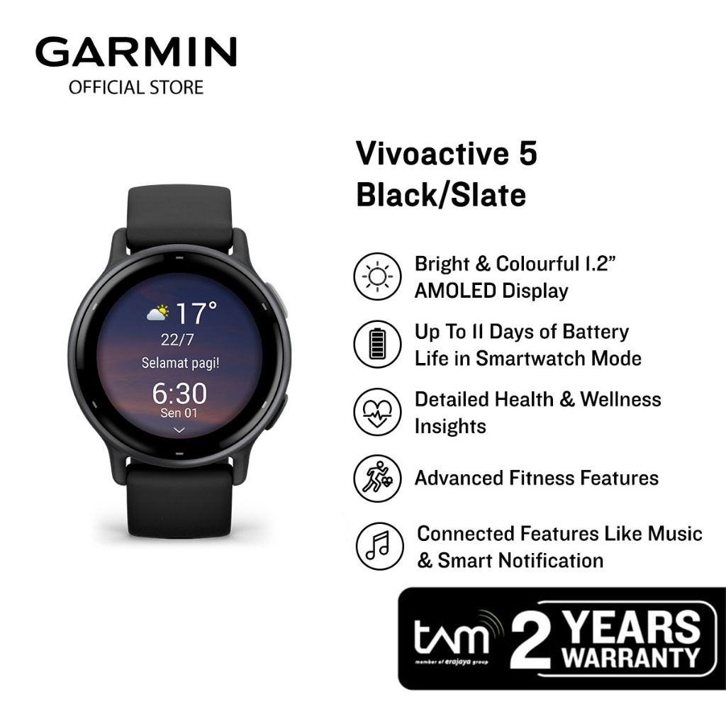 Jual Garmin Vivoactive 5 - Black/Slate | Shopee Indonesia