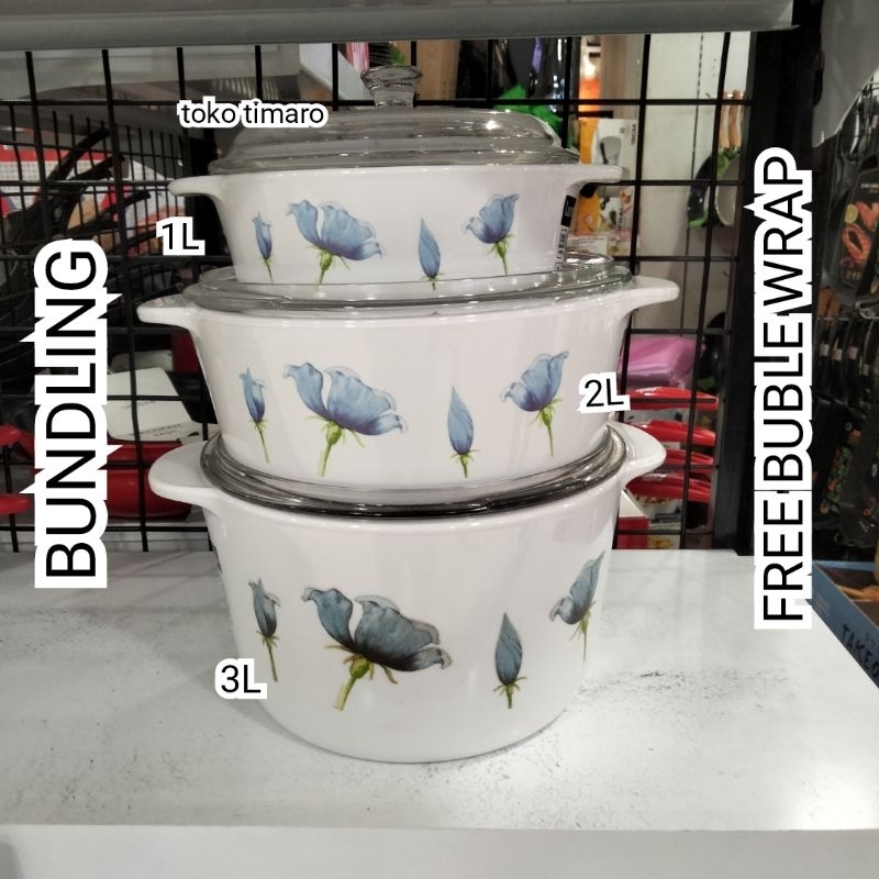 Jual LUMINARC BLUE POPPY PANCI MASAK 1L+2L+3L BUNDLING | Shopee Indonesia