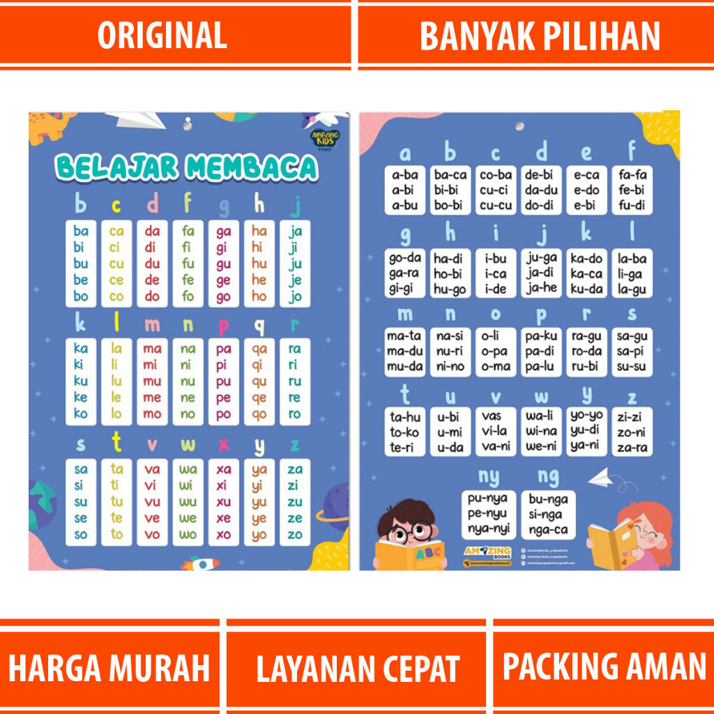 Jual Poster Edukasi Anak - Belajar Membaca | Shopee Indonesia