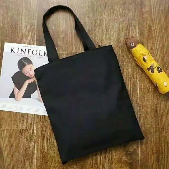 Jual Pakai Resleting Totebag/Tote bag/Hitam polos 30x40 | Shopee Indonesia