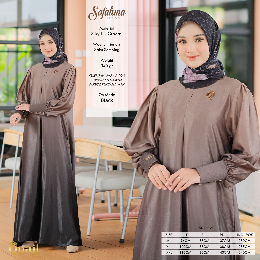 Jual Quail Hijab - SAFALUNA EXCLUSIVE DRESS GRADASI ORI QUAIL | Shopee ...