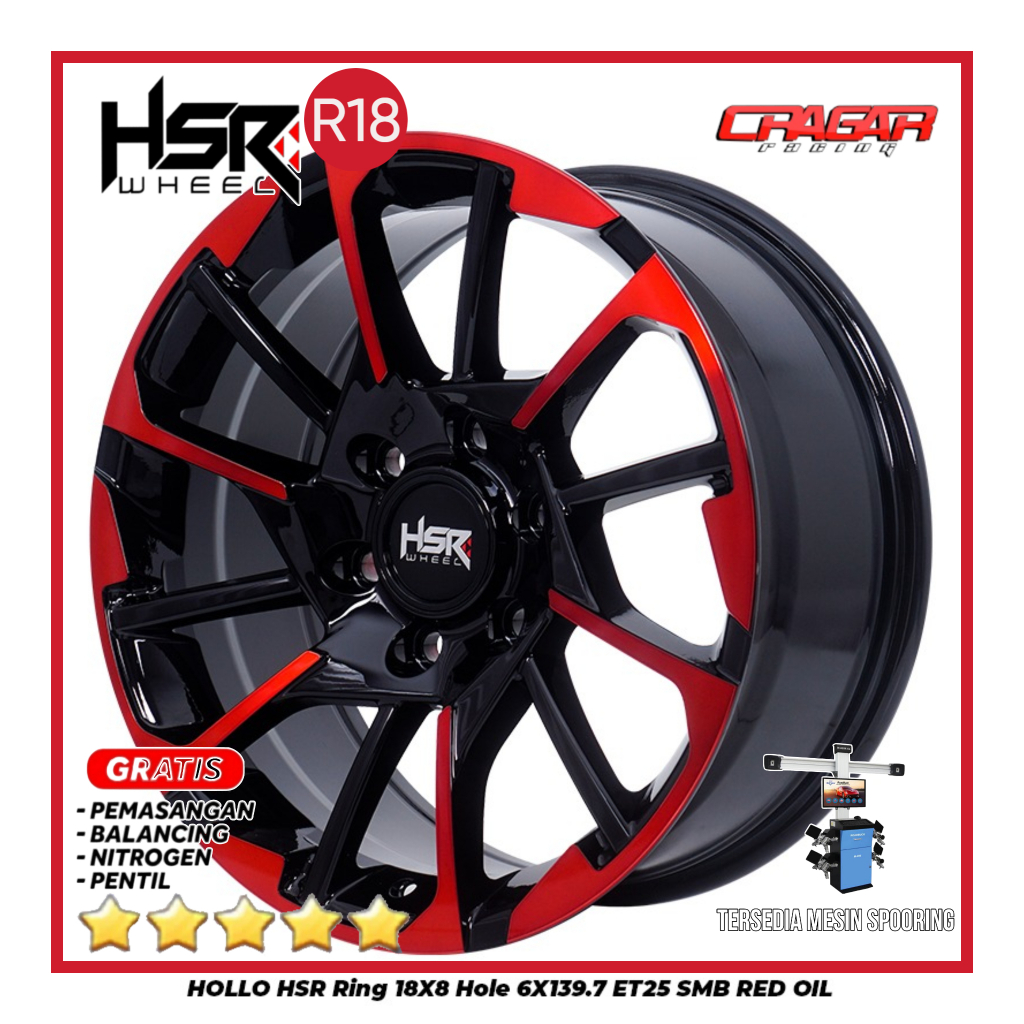 Jual VELG PELEK HSR WHEEL HOLLO R18 LUBANG 6 ET25 BMF/RED OIL BUAT ...