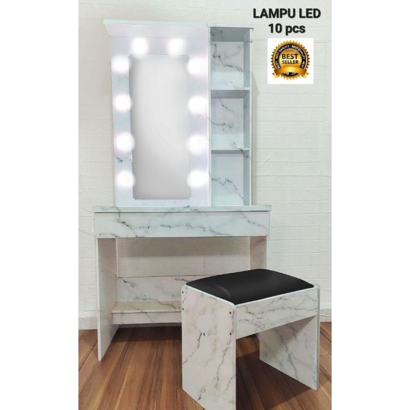 Jual Meja Rias corak keramik atau Marble Pakai Lampu | Shopee Indonesia