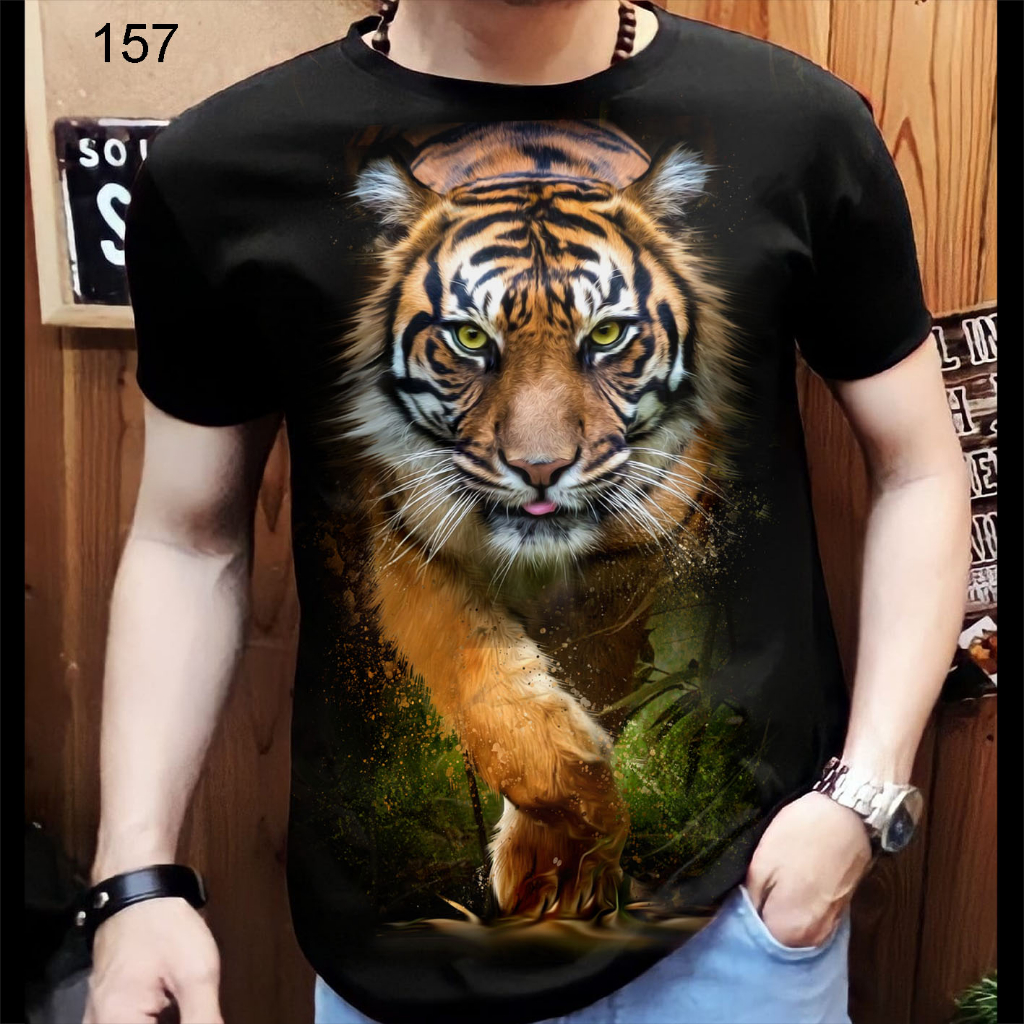 Jual Kaos distro pria motif macan MC FULLPRINT | Shopee Indonesia