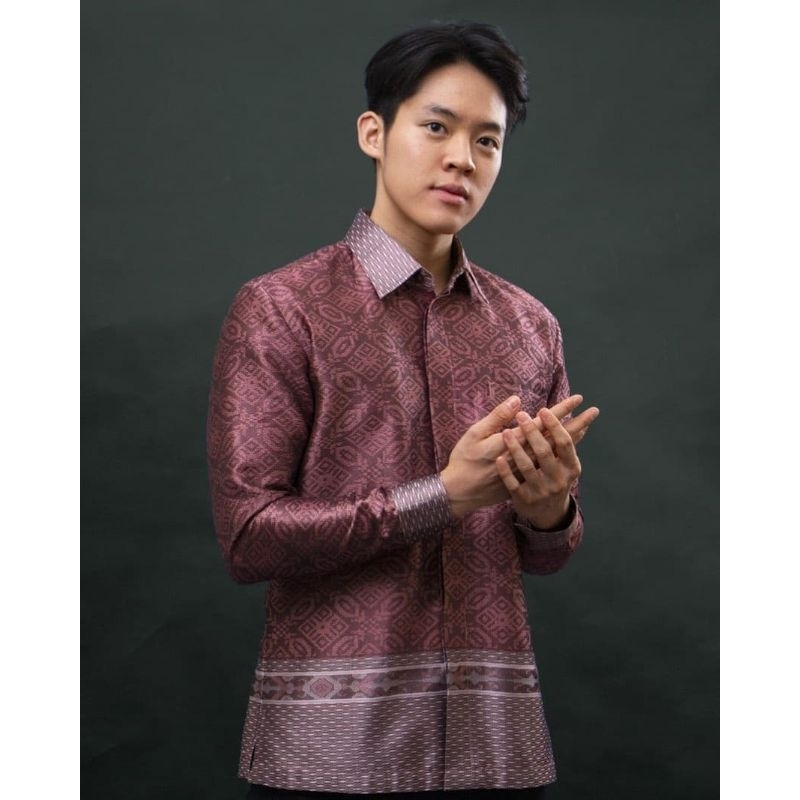 Jual kemeja songket tenun baron-baju tenun pria kasual-kemeja kantor ...